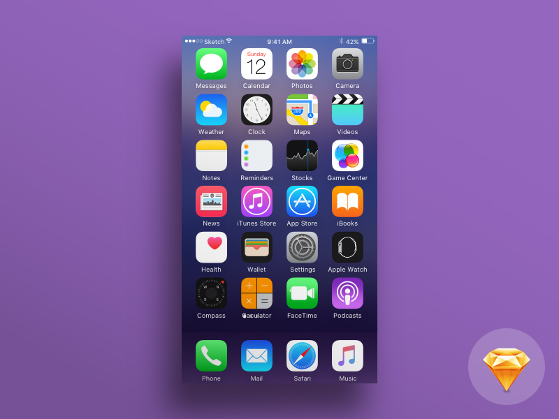 iPhone Screen With Diffuse Shadow - Sketch Resource - Freebie Supply