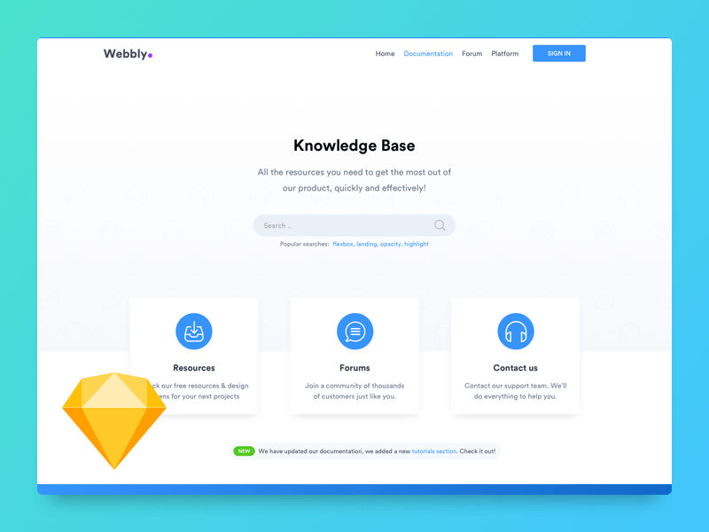 Knowledge Base Website Template - Free Sketch - Freebie Supply
