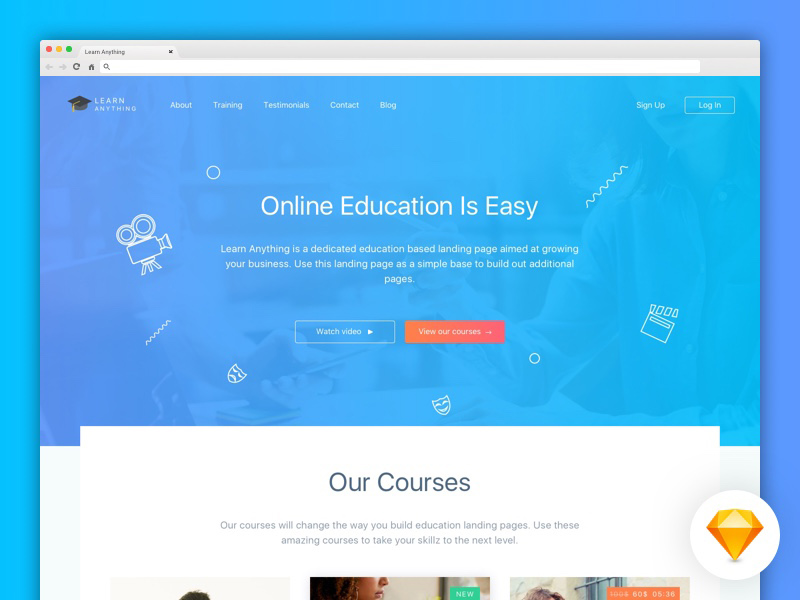 Learn Anything Landing Page Sketch Template - Freebie Supply