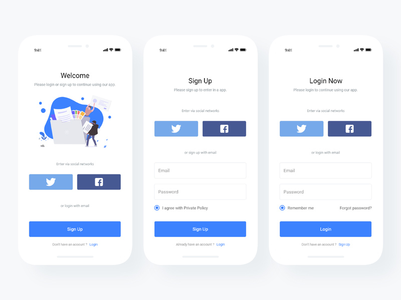 Login and Sign Up Page - Adobe XD - Freebie Supply
