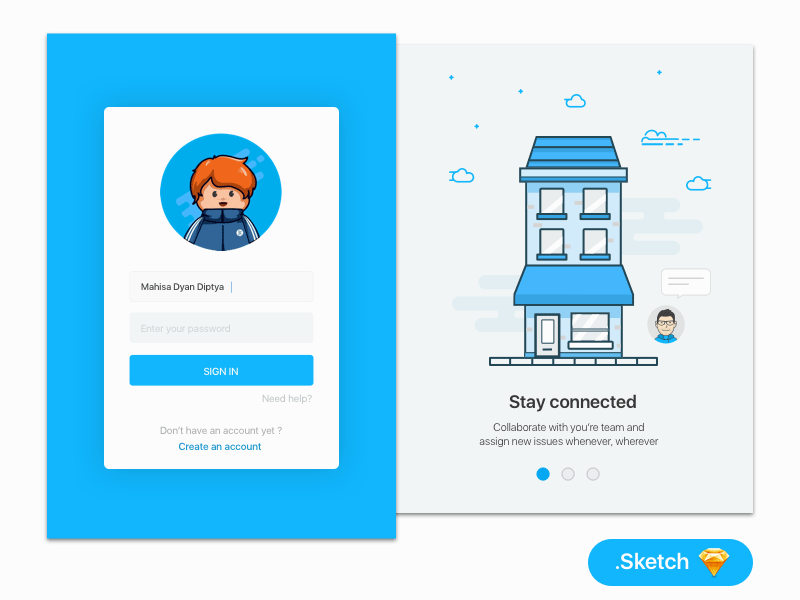 Login Page with Onboarding Illustration - Sketch Resource - Freebie Supply