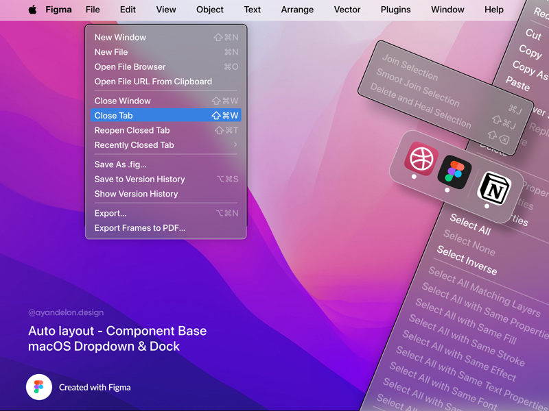macOS Dropdown Menu & Dock for Figma - Freebie Supply
