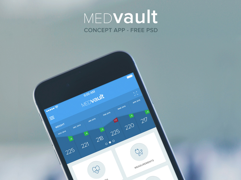 MEDvault Concept App - PSD Freebie - Freebie Supply