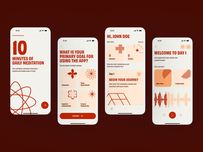 Mental Wellness App UI - Freebie Supply