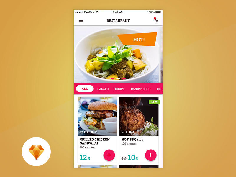 Menu App - Free Sketch - Freebie Supply