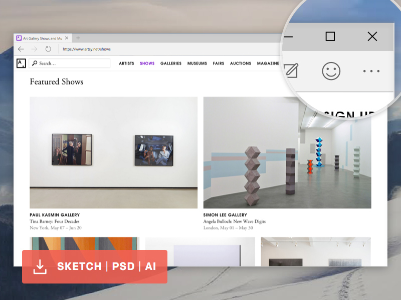 Microsoft Edge Browser Template for Sketch - Freebie Supply