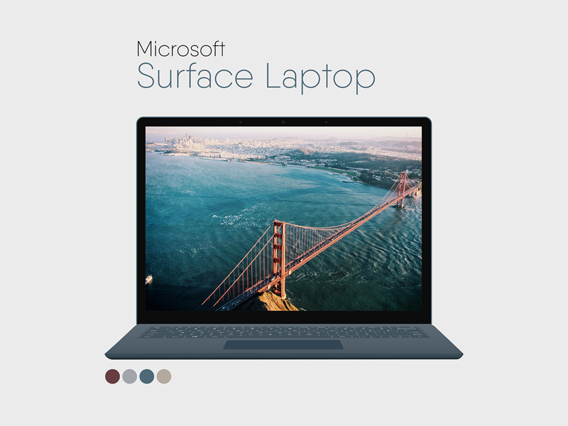 Microsoft Surface Laptop Flat Mockup PSD - Freebie Supply