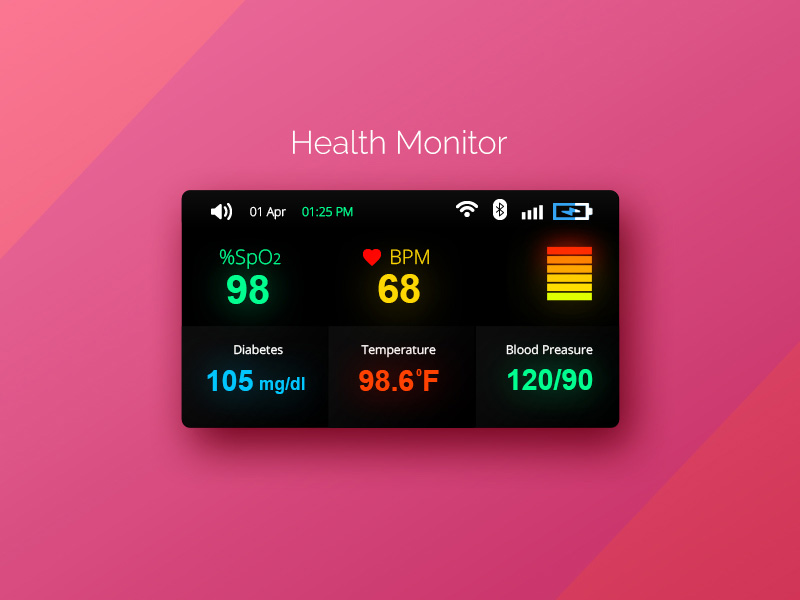 Mini Health Monitor UI PSD - Freebie Supply