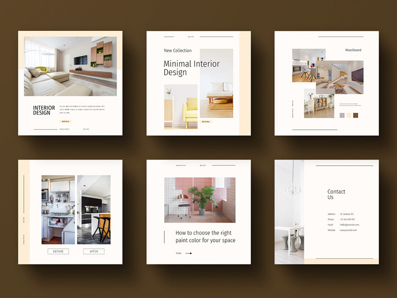 Minimalist Interior Design Instagram Post Templates PSD - Freebie Supply