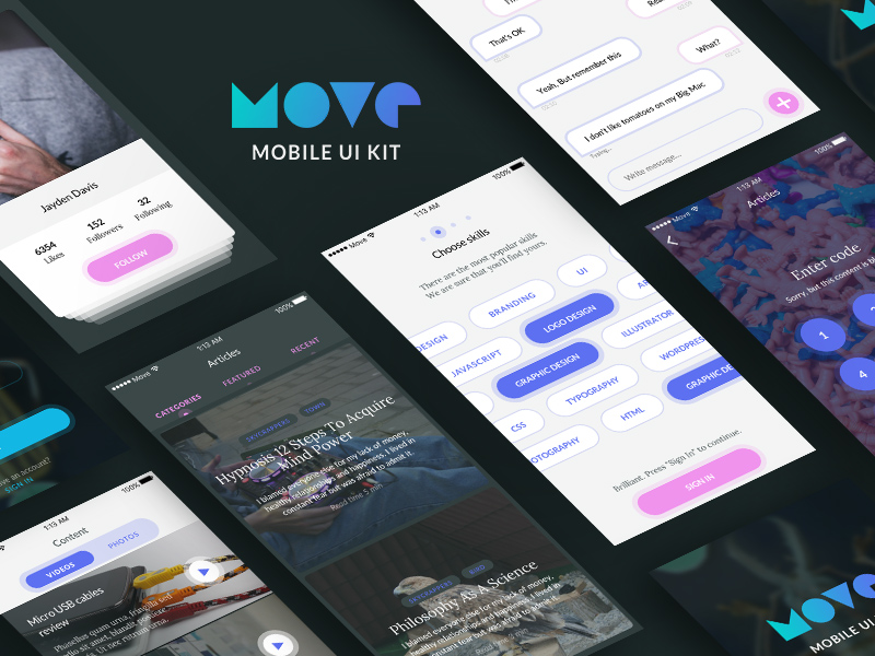 Move - Mobile UI Kit - Freebie Supply