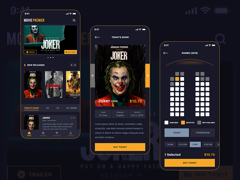 Movie Ticket App UI - Freebie Supply