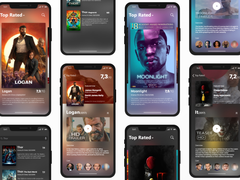 Movies Database Mobile App made with Adobe XD - Freebie Supply