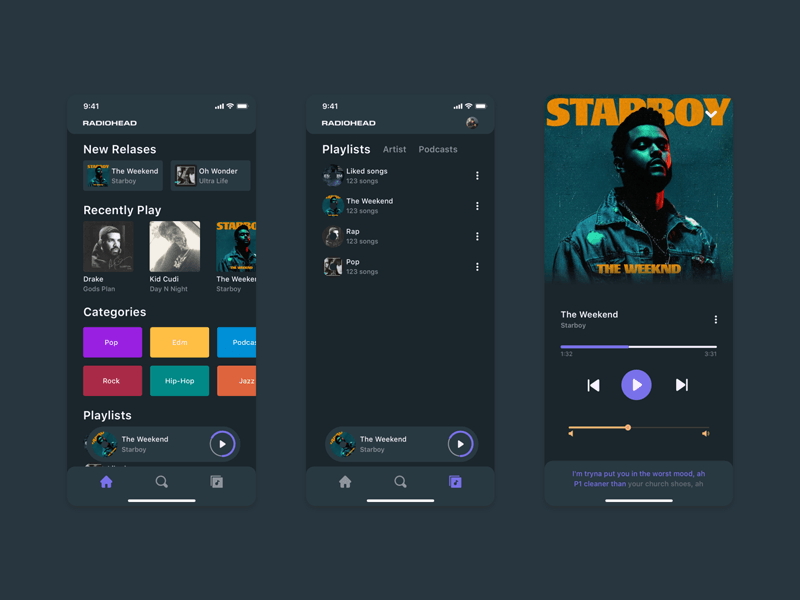 Music App UI/UX Design - Free Sketch - Freebie Supply