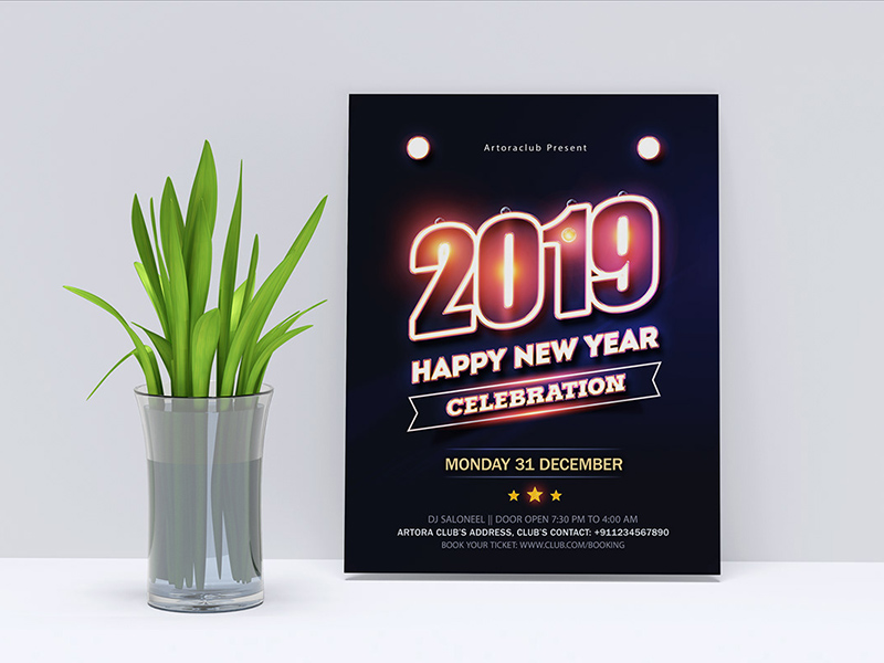 New Year 2019 Party Flyer Template - Free PSD - Freebie Supply