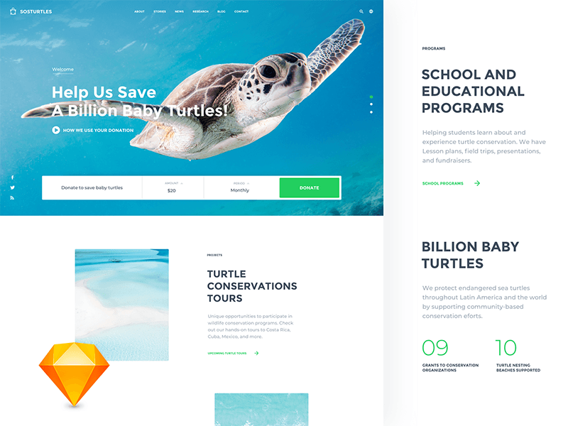 NGO Website Template for Sketch - Freebie Supply