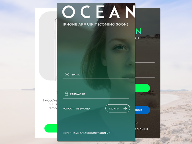 Ocean App Login Screen PSD - Freebie Supply