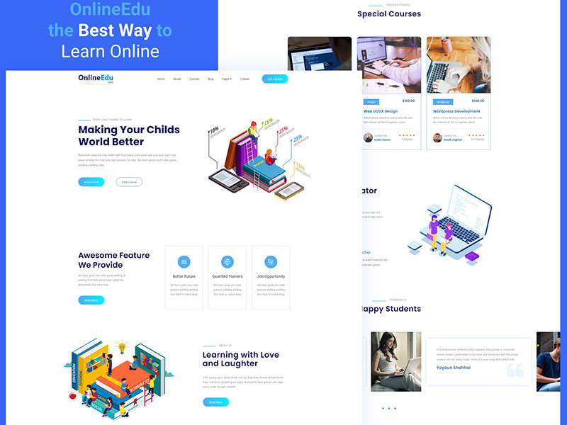Online Teaching Website Landing Page Template - Freebie Supply