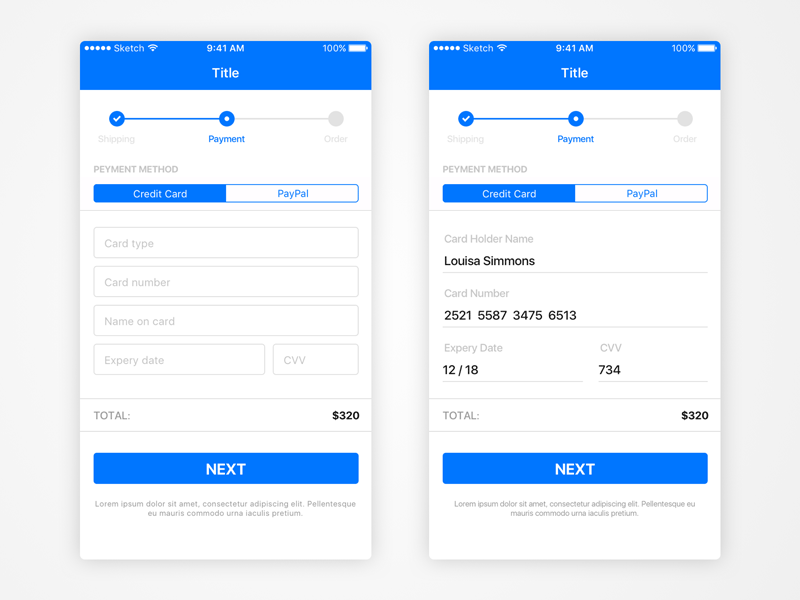 Payment Screen - Sketch Resource - Freebie Supply