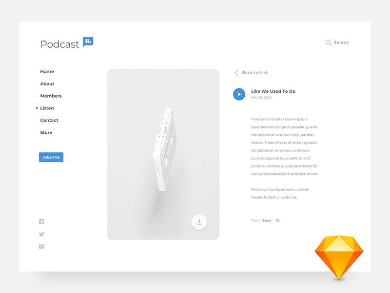 Podcast Website Template for Sketch - Freebie Supply