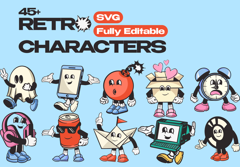 SVG Retro Characters - Freebie Supply