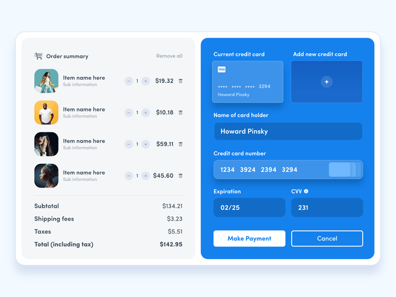 Shopping Cart Payment Screen - Freebie Supply