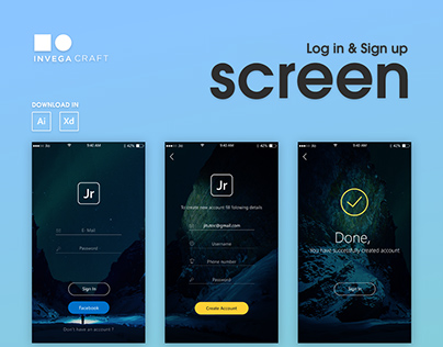 Sign in & Sign Up Screen - Adobe XD UI Kit - Freebie Supply