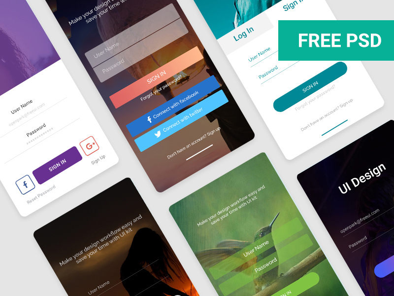 SignIn UI Design Kit - Free PSD - Freebie Supply