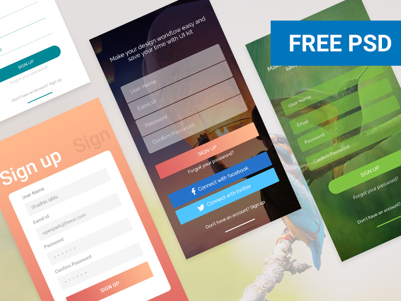 SignUp UI Design Kit: Free PSD - Freebie Supply