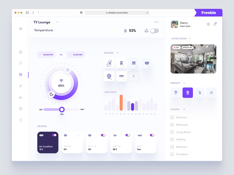 Smart Home Dashboard UI Concept - Freebie - Freebie Supply