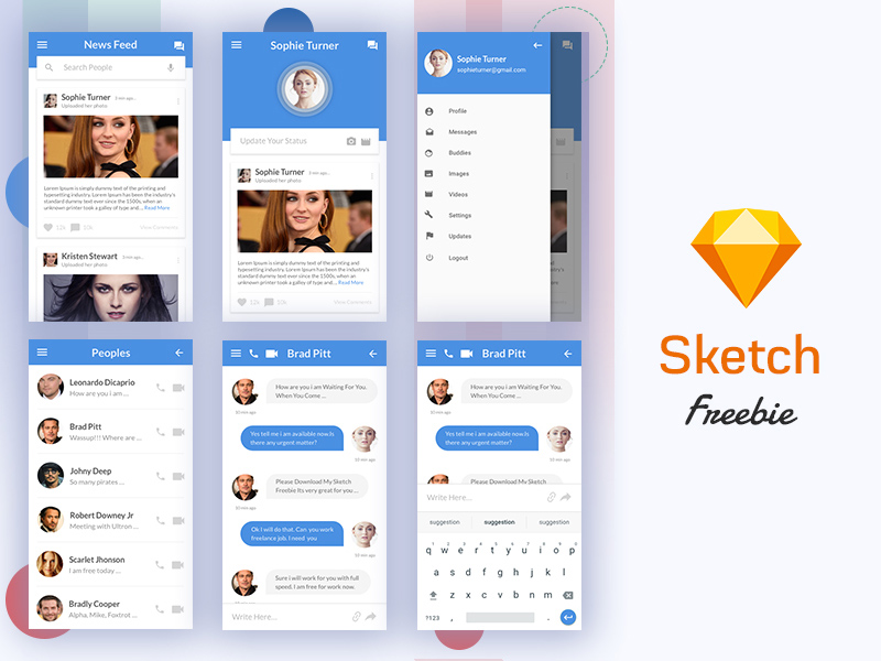 Social Media App Concept - Sketch Freebie - Freebie Supply Social Media App Concept - Sketch Freebie - Freebie Supply
