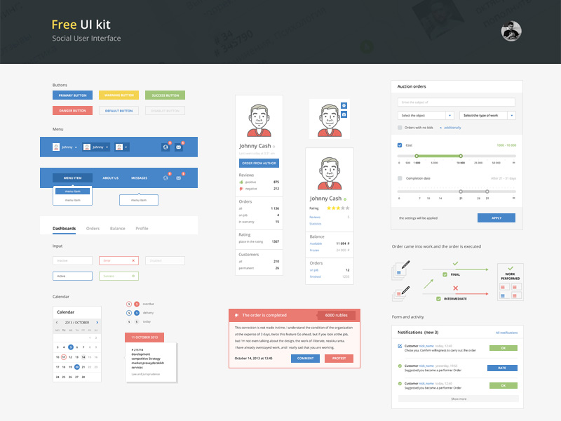 Social User Interface Kit - Free Resource - Freebie Supply