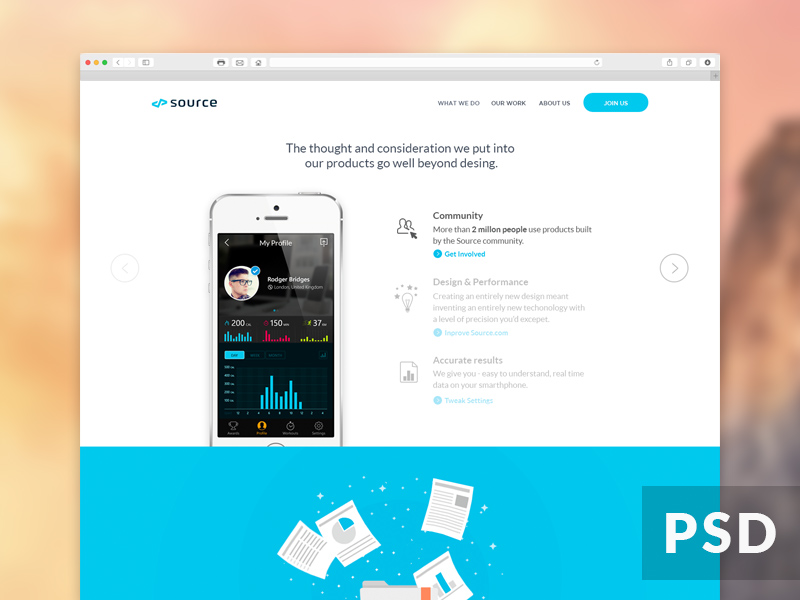 Source Landing Page PSD - Freebie Supply