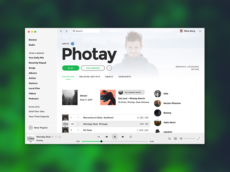 Spotify UI Concept - Sketch Freebie - Freebie Supply