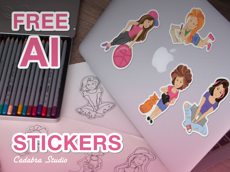 Dribbble Girl Designers Stickers - Freebie Supply