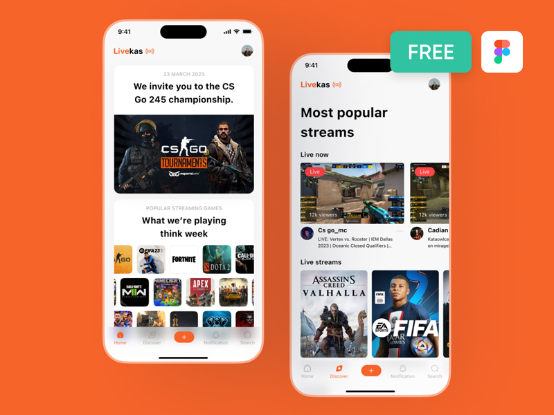 Game Streaming App UI - Freebie Supply