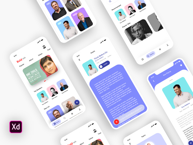 Motivational Speakers App UI UX - Freebie Supply