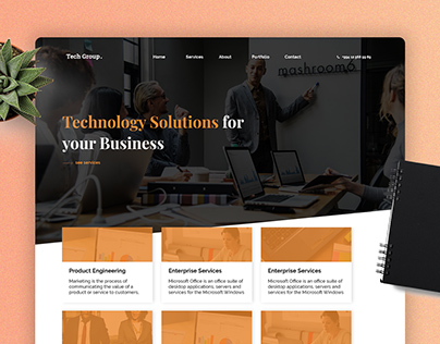 Tech Company Landing With Free Xd Project File - Freebie Supply
