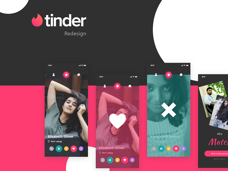 Tinder App Redesign Dark UI - Freebie Supply