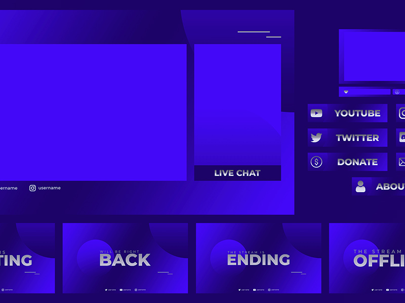 Blue Twitch Stream Overlay Template - Freebie Supply