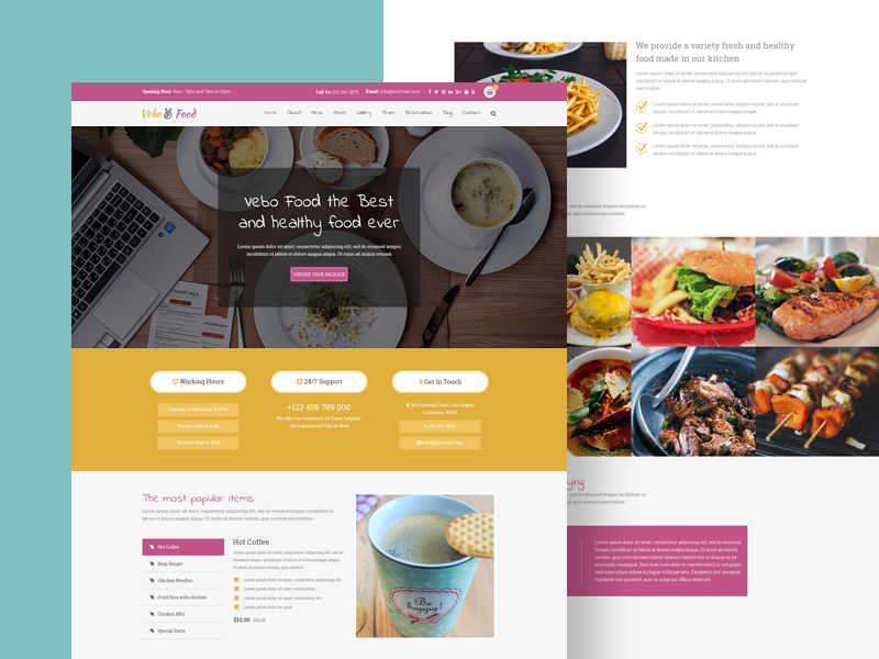 Vevo Food - Restaurant & Cafe Website PSD Tempalte - Freebie Supply