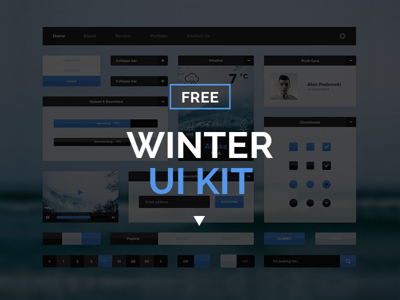 Winter UI Kit - Free PSD - Freebie Supply
