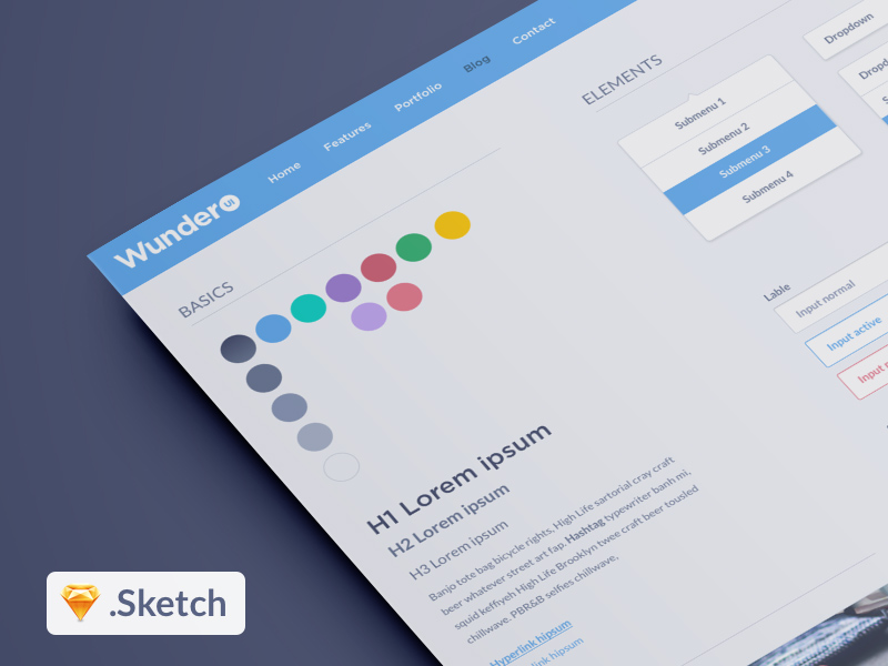 WunderUI - Sketch User Interface Kit - Freebie Supply