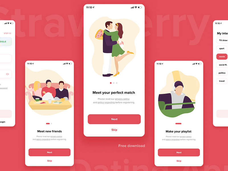 Dating App UI Concept - Freebie Supply