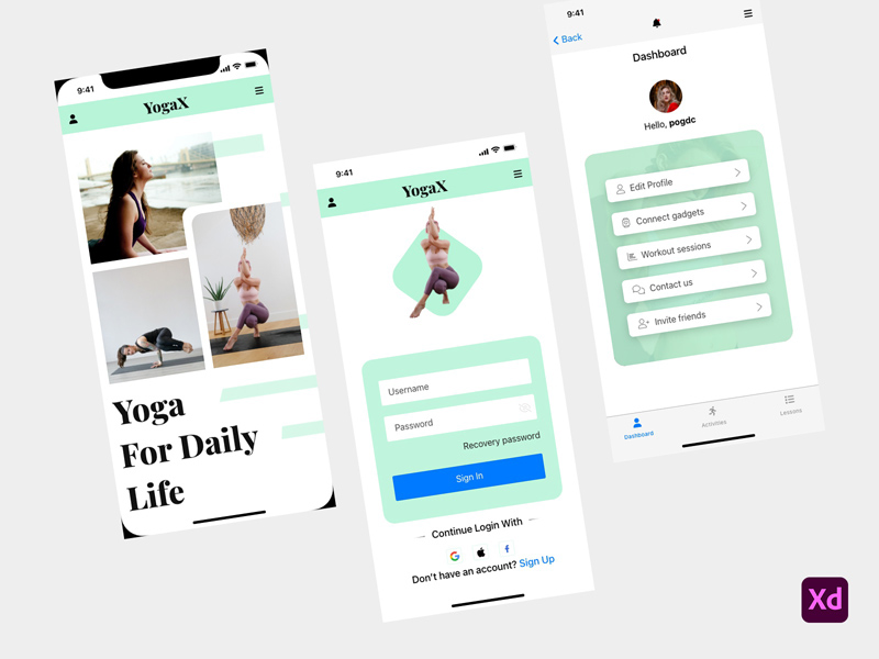 Yoga App UI Design - YogaX - Freebie Supply