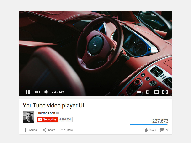 YouTube Player UI : Free PSD - Freebie Supply