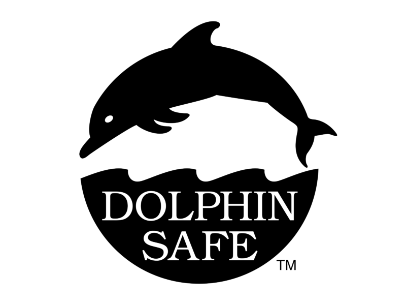 Dolphin Safe Logo Stilisiertes Vektorzeichen Dolphin Safe Für Logo