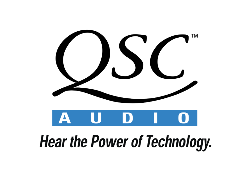 Qsc Audio Logo QSC Two LA108 Pole Mounted Active Line Array Speakers