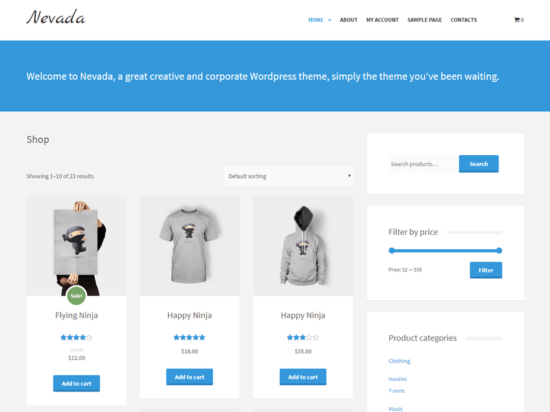 Nevada Lite - Free Ecommerce WordPress Theme - Freebie Supply