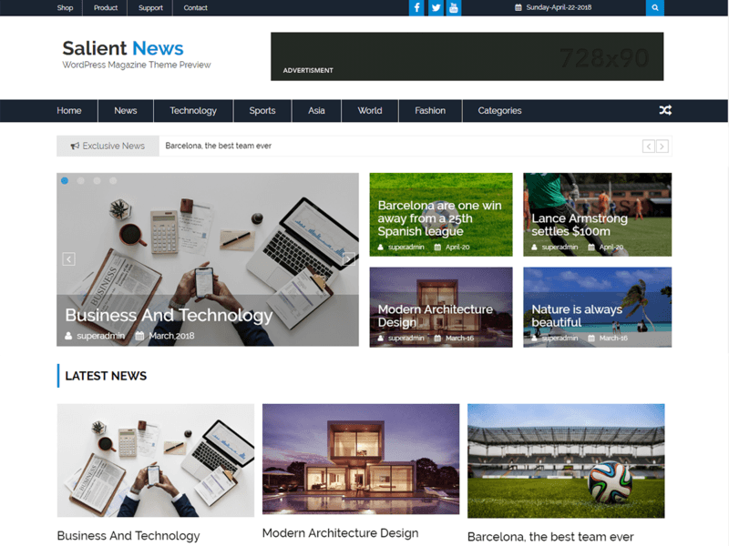 Salient News - Free Magazine WordPress Theme - Freebie Supply