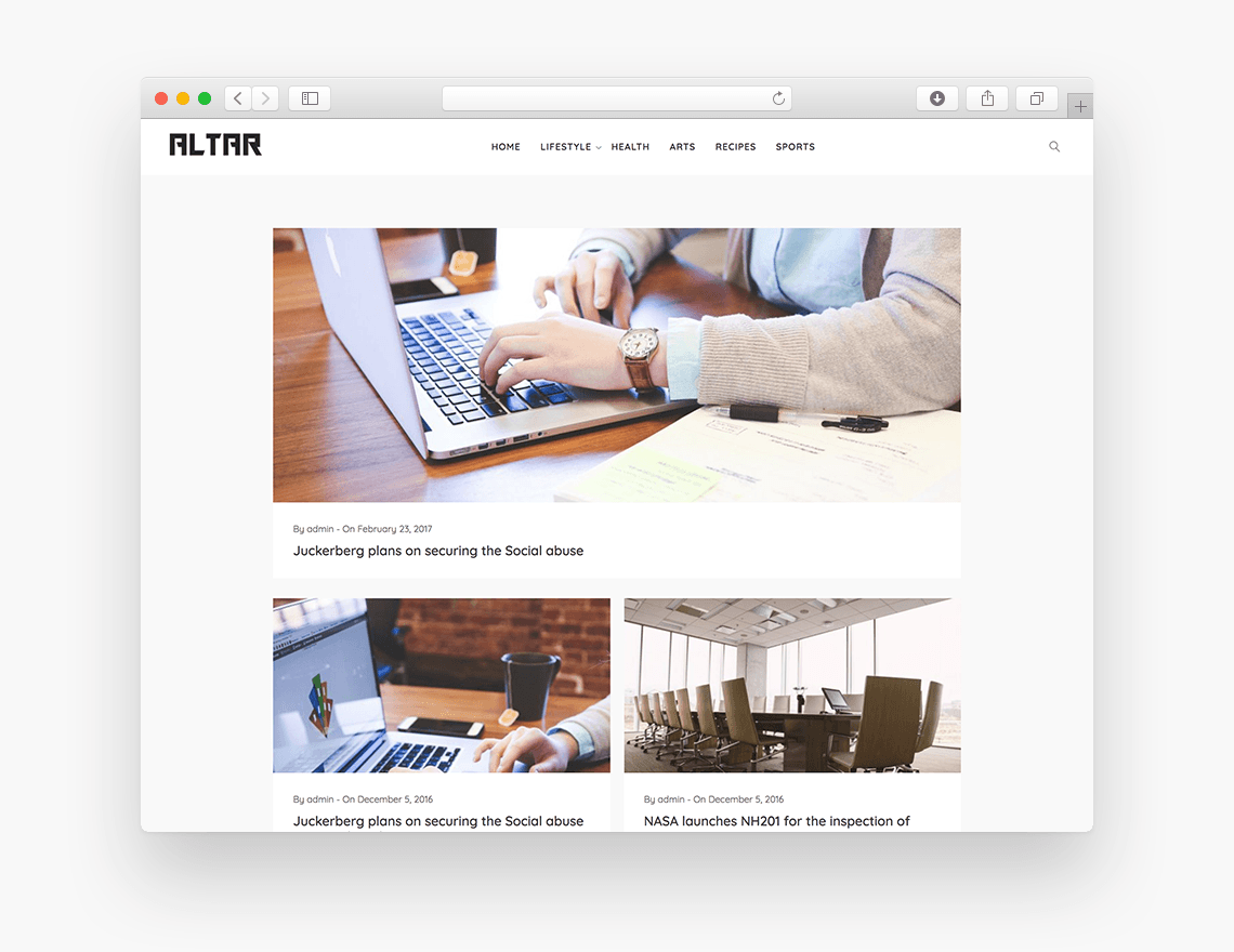 Altar - Free Blog WordPress Theme - Freebie Supply